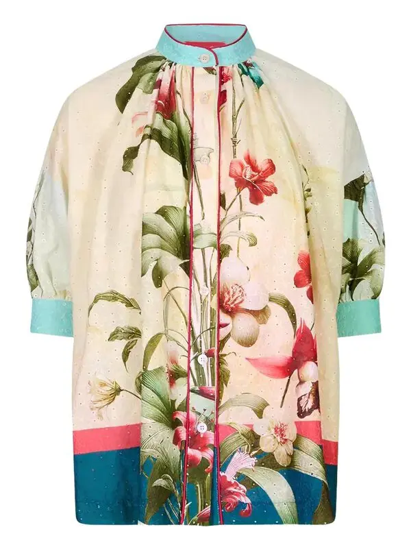F.R.S FOR RESTLESS SLEEPERS Floral Broderie Anglaise Blouse - Neutrals