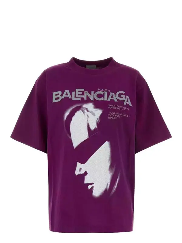 Balenciaga Oversized Logo-print Cotton T-shirt - Purple