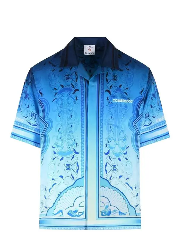 Casablanca Egyptian Rug Silk Shirt - Blue