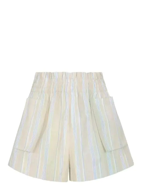 HEVRON Mira Striped Paperbag-waist Shorts - Neutrals