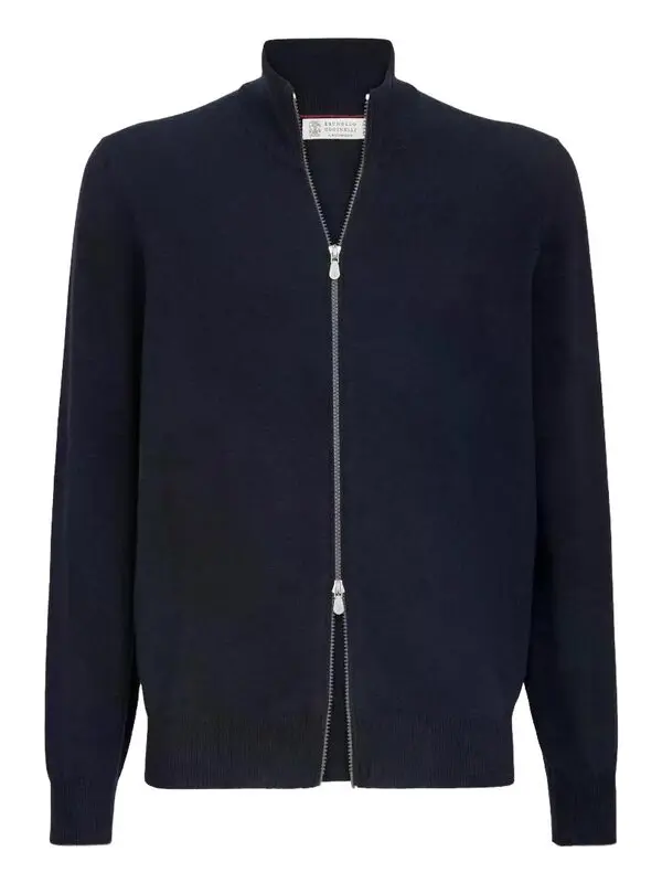 Brunello Cucinelli Cashmere High-neck Zippered Cardigan - Blue