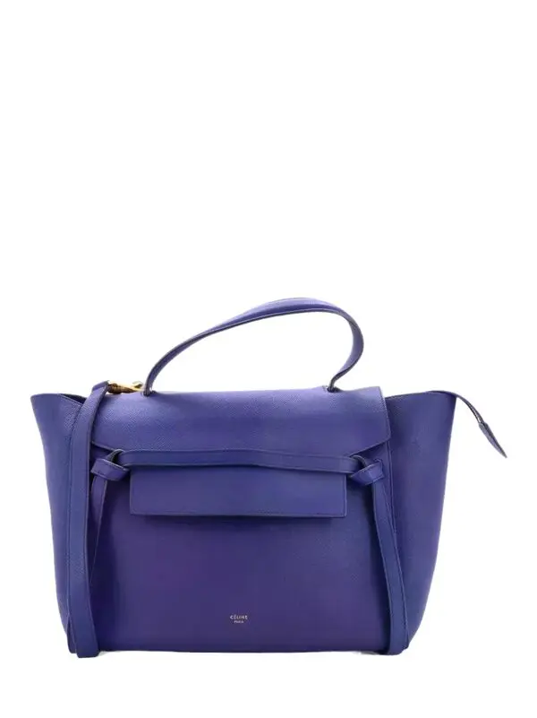 Celine Mini Belt Bag In Textured Leather - Blue