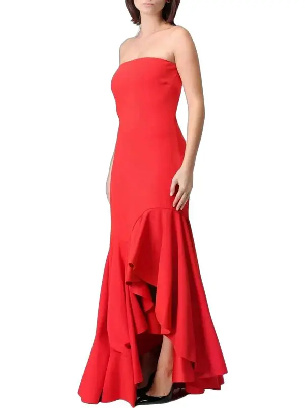 Solace London Hani Ruffled Strapless Dress - Red