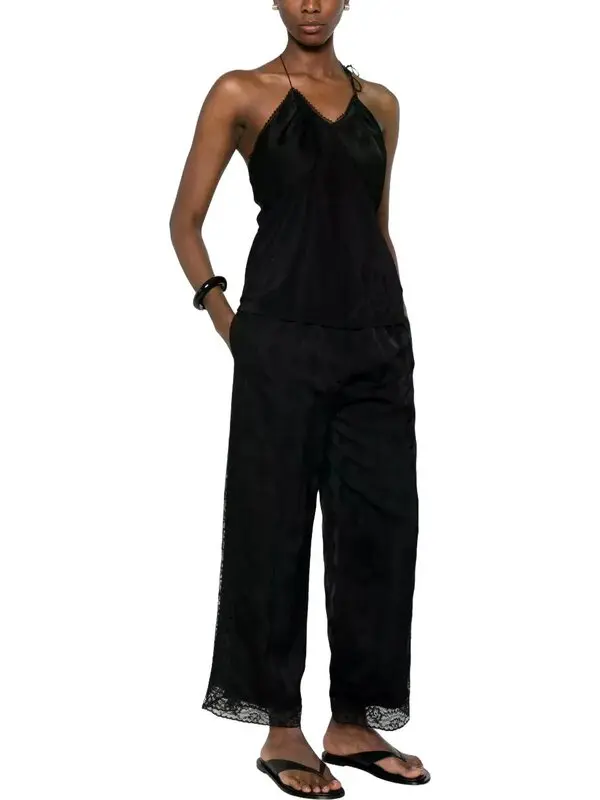 Sandro Lace-trim Palazzo Pants - Black