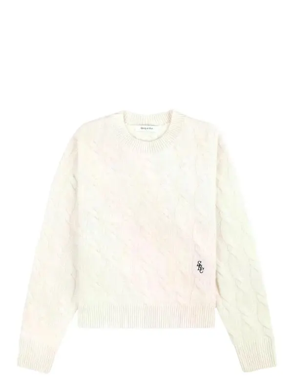 SPORTY & RICH Cable-knit Logo Sweater - Neutrals