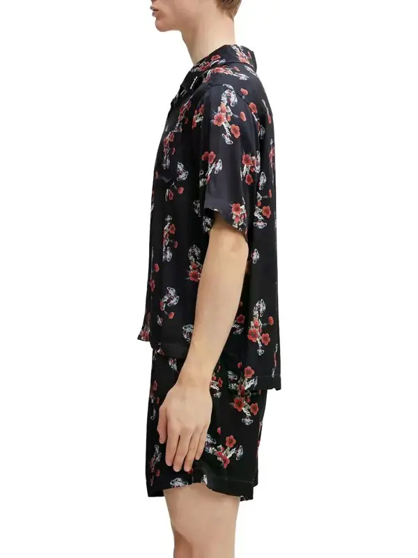 Rhude Floral-print Silk Shirt - Black
