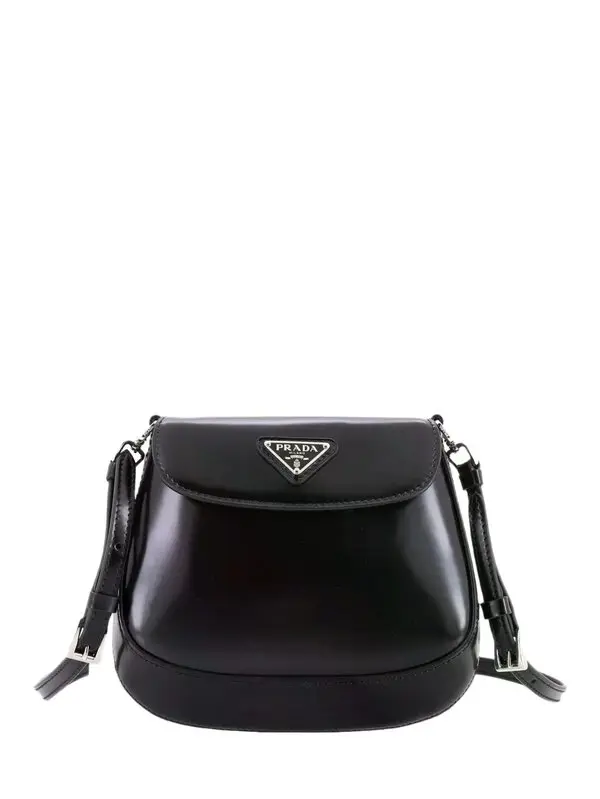 Prada Cleo Flap Spazzolato Leather Mini Shoulder Bag - Black