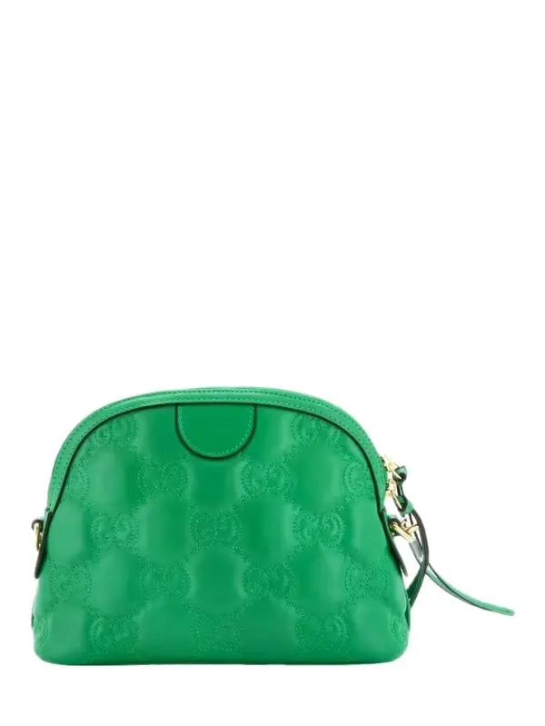 Gucci Gg Matelassé Leather Dome Chain Zip Small Shoulder Bag - Green