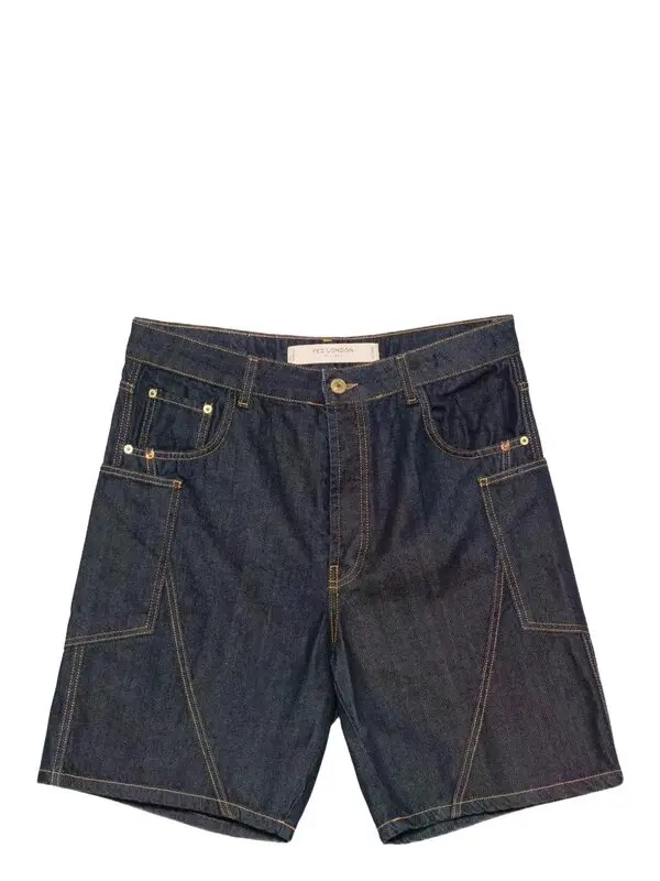 YES LONDON Contrast-stitch Denim Shorts - Blue