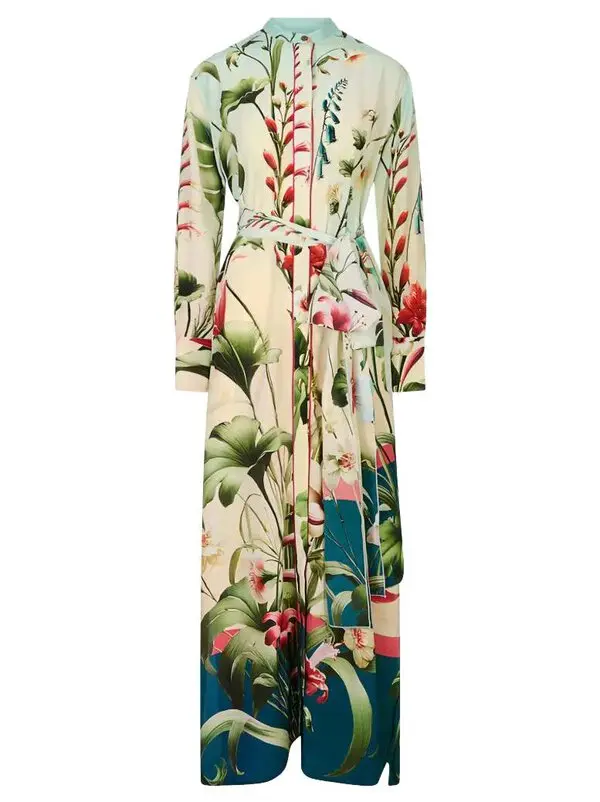 F.R.S FOR RESTLESS SLEEPERS Danae Floral-print Belted Maxi Dress - Neutrals