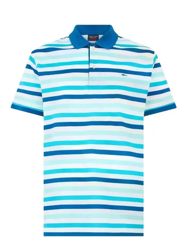Paul & Shark Striped Cotton Polo Shirt - Blue