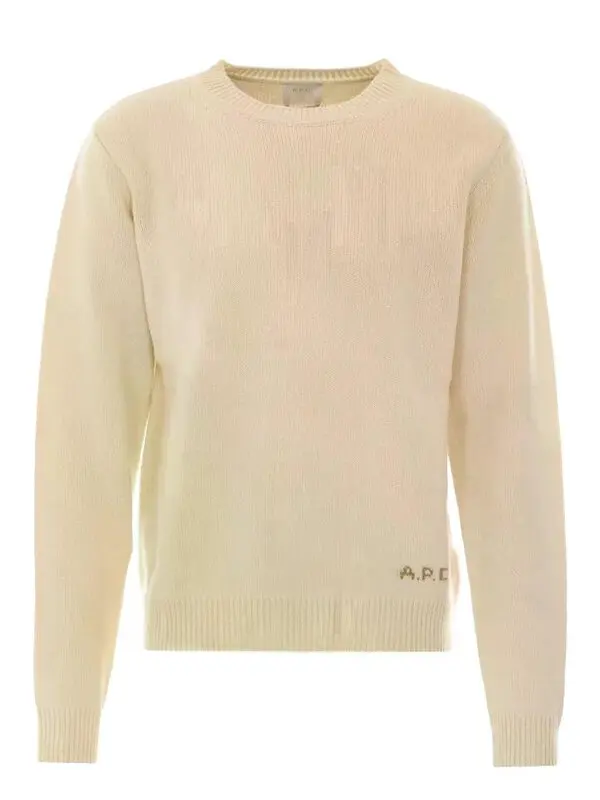A.p.c. Logo-embroidered Wool Sweater - Neutrals