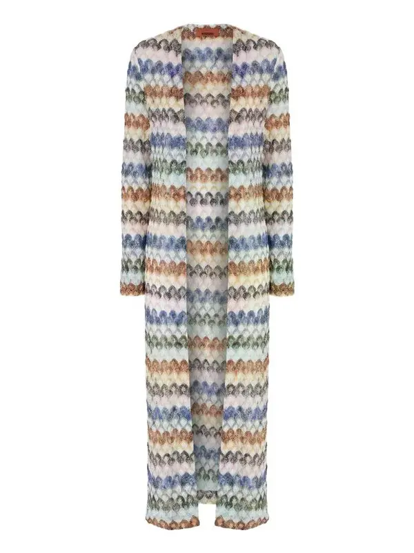 Missoni Long Zigzag Lamé Cardigan - Neutrals