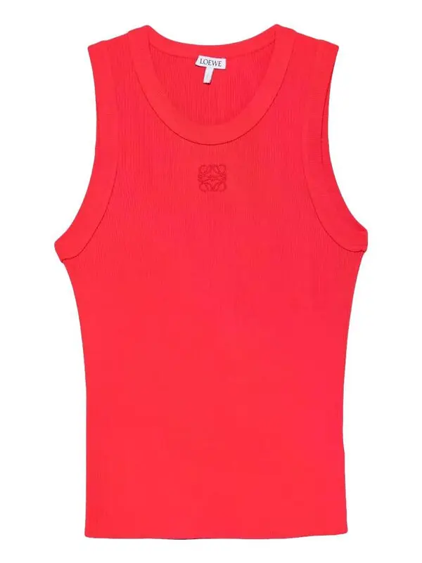Loewe Anagram Embroidered Ribbed Tank Top - Red