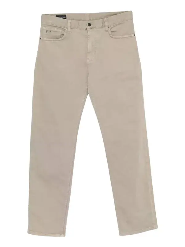 Emporio Armani Five-pocket Jeans With Logo Plaque - Neutrals