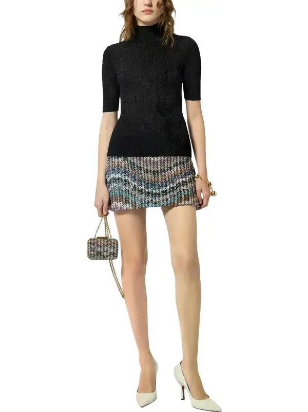 Missoni Ribbed Knit High Neck Sweater - Black