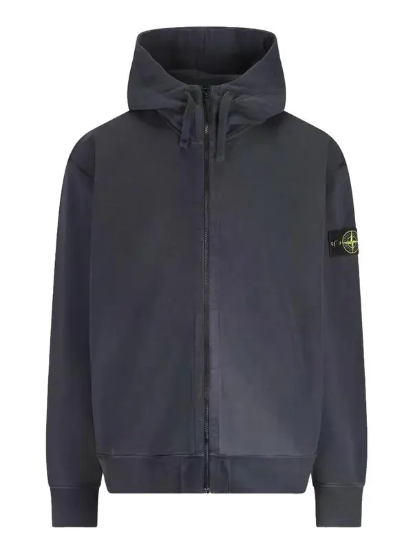 Stone Island Logo Patch Hoodie - Grey