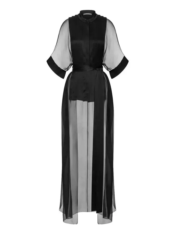 Alberta Ferretti Sheer Panelled Long Blouse - Black