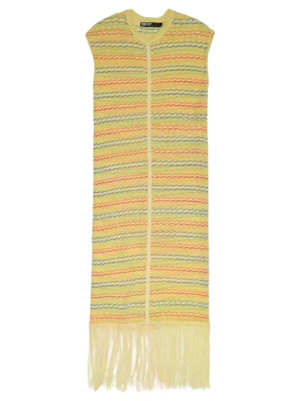 Bimba Y Lola Geometric Pattern Open-knit Midi Dress - Yellow