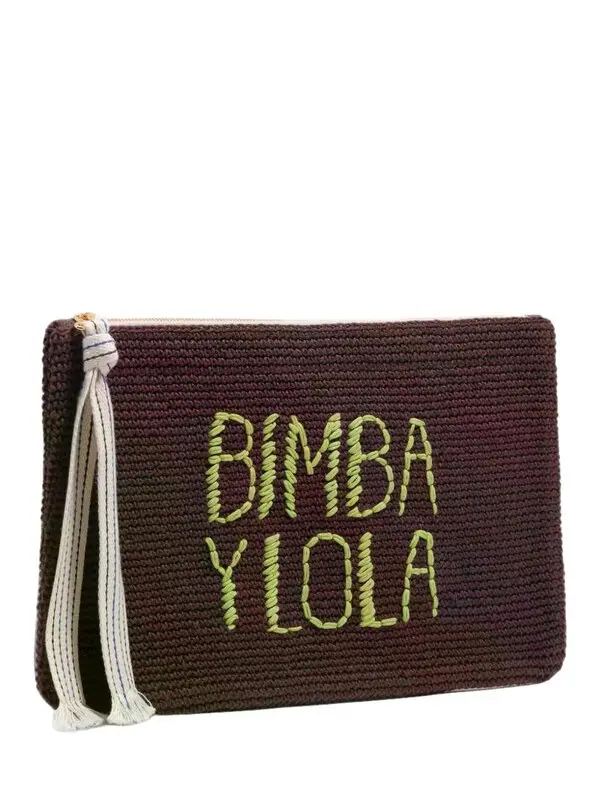Bimba Y Lola Logo-embroidered Crochet Clutch Bag - Brown