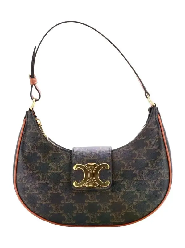 Celine Ava Triomphe Bag In Triomphe Coated Canvas - Brown