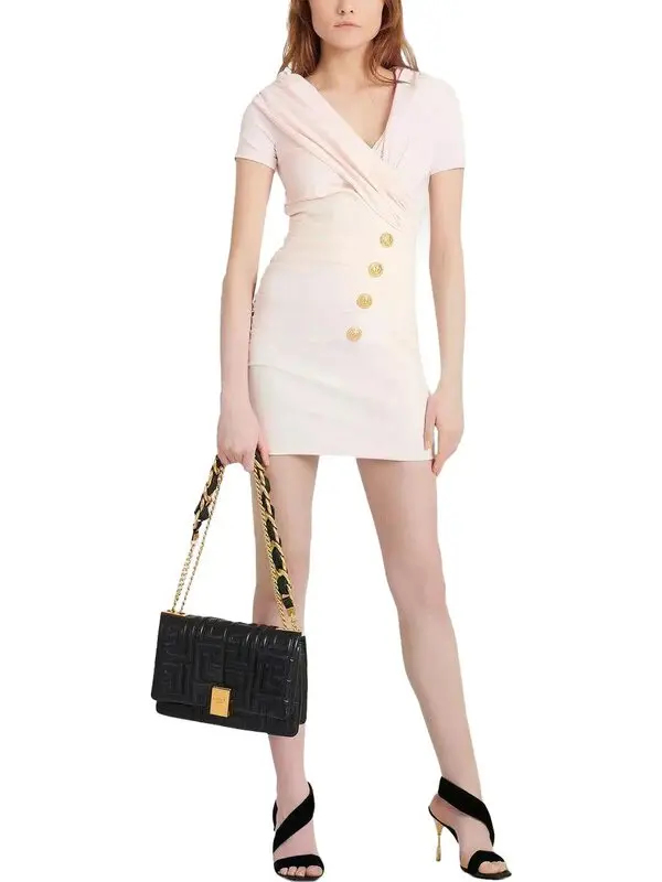 Balmain Fitted Dress With Embossed Buttons - Neutrals