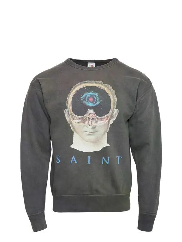 SAINT MXXXXXX Graphic Print Sweatshirt - Grey