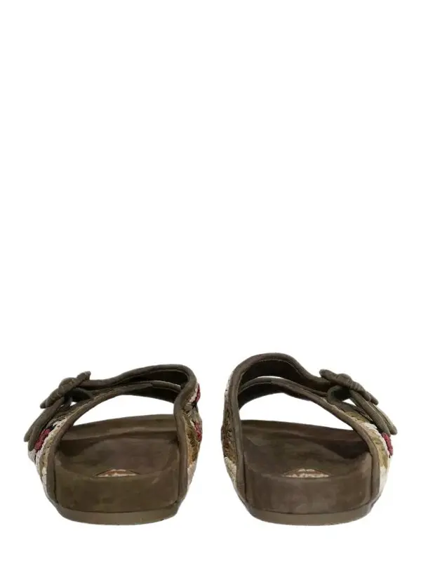 BAZISZT Basziszt Floral Embroidered Raffia Sandals - Neutrals