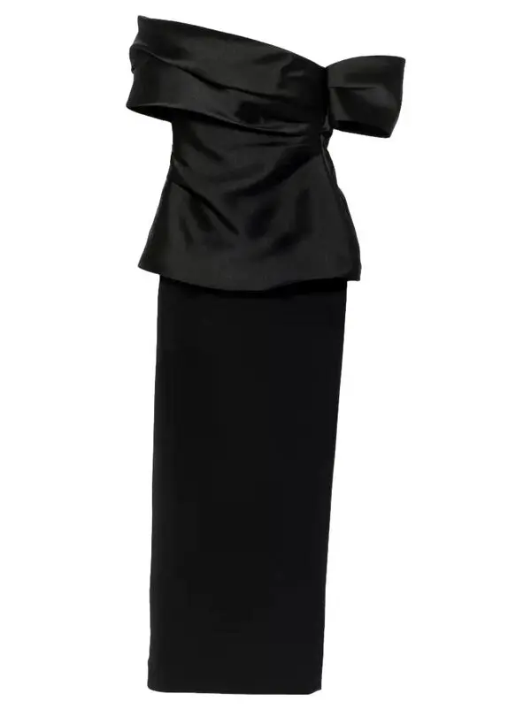 Solace London Lucine Draped Maxi Dress - Black