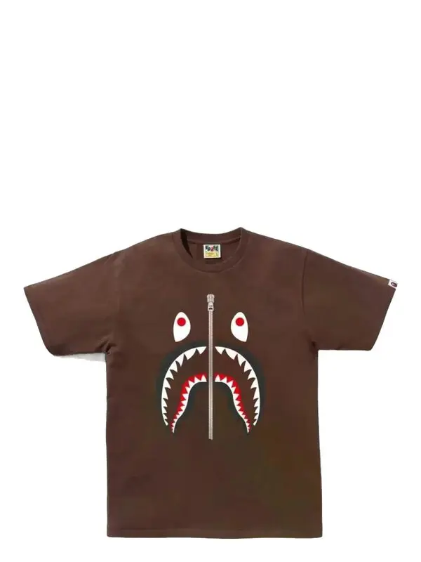 A BATHING APE Shark Cotton T-shirt - Brown