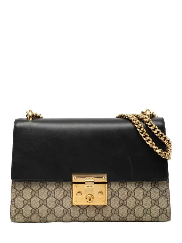 Gucci Gg Supreme Padlock Shoulder Bag - Neutrals
