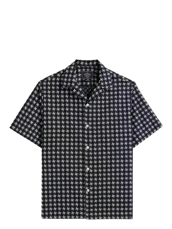 Portuguese Flannel Calypso Geometric-print Shirt - Black