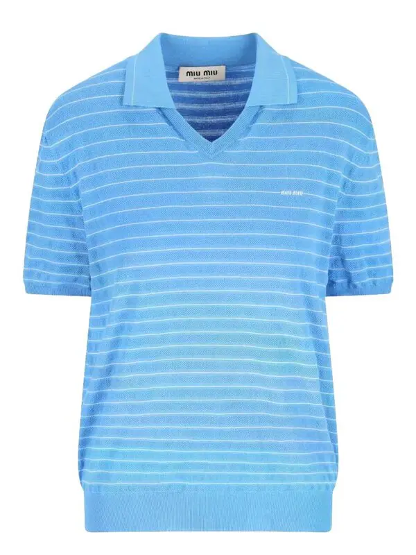 Miu Miu Striped V-neck Sweater - Blue