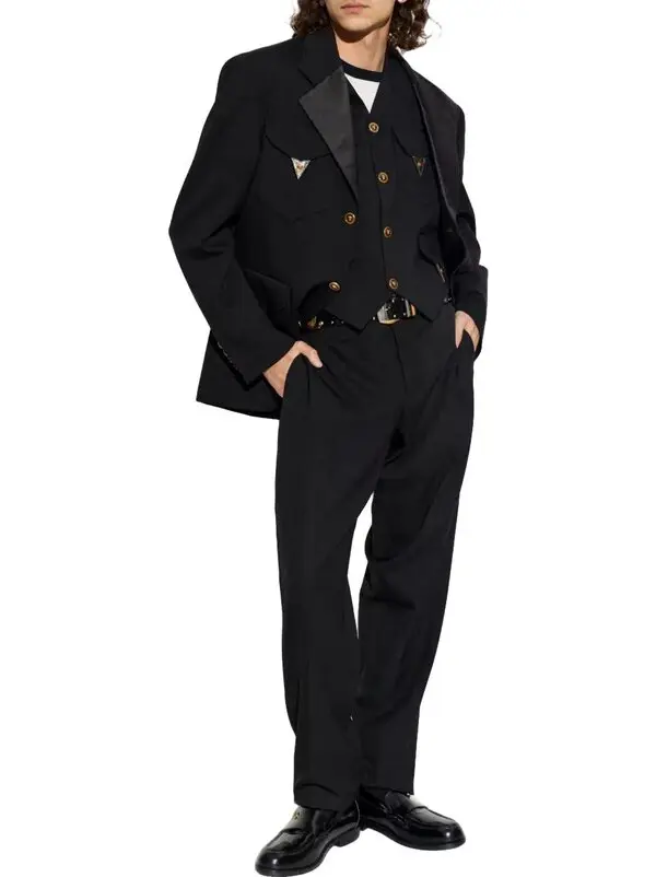 Versace Appliqué Wool Waistcoat - Black