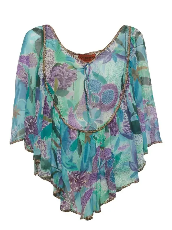 Missoni Floral Print Silk Blouse - Blue