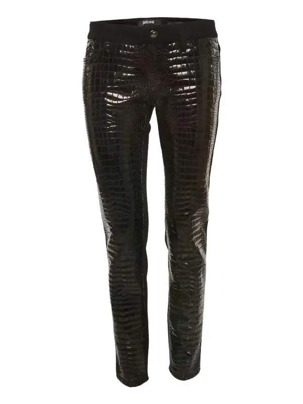 Just Cavalli Snakeskin-pattern Jersey Trousers - Black