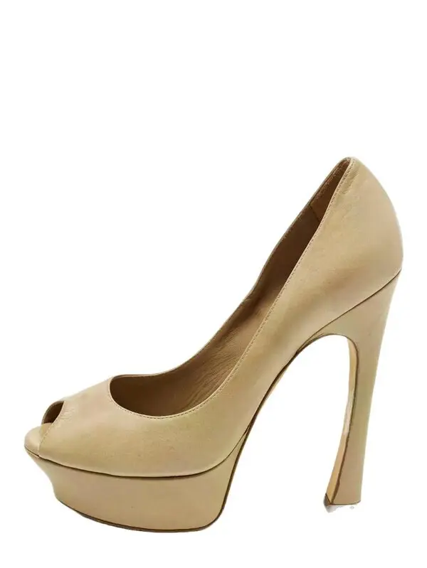 Saint Laurent Palais Platform Peep-toe Pumps - Neutrals