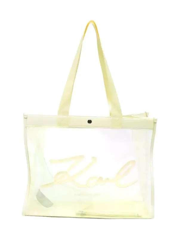 Karl Lagerfeld Logo-appliqué Mesh Tote Bag - Yellow