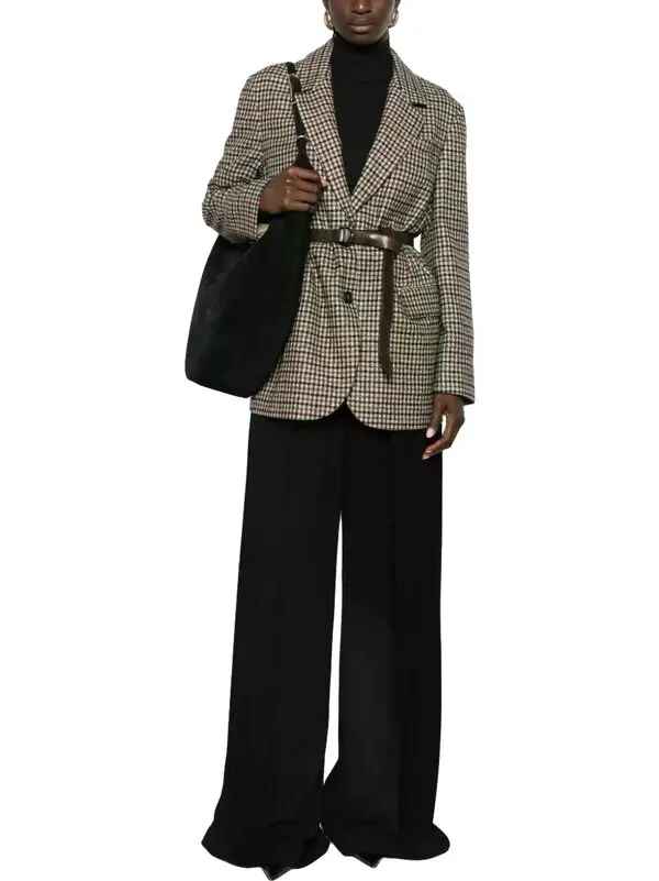 Brunello Cucinelli Check-pattern Belted Blazer - Neutrals
