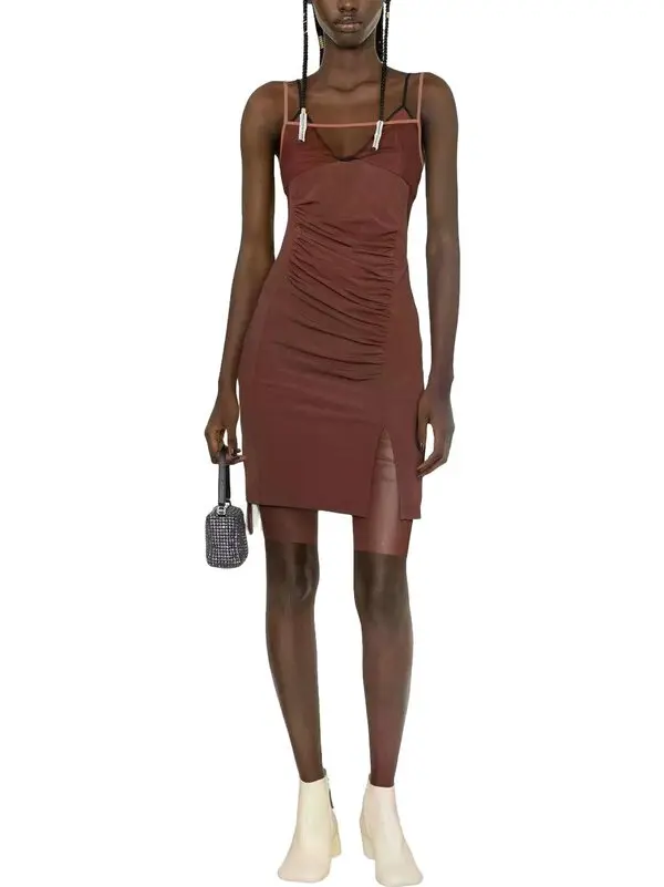 Helmut Lang Draped Mini Dress With Front Slit - Brown