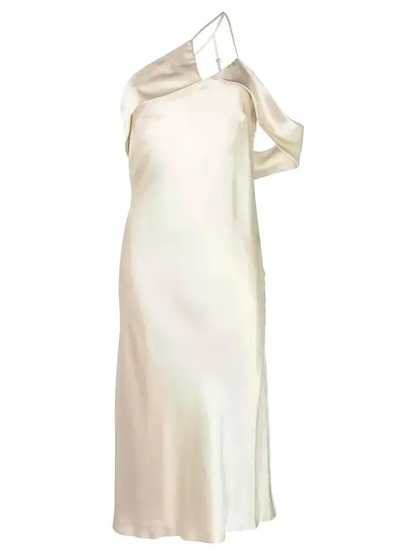 Michelle Mason Silk Satin Bias-cut One-shoulder Midi Dress - Neutrals