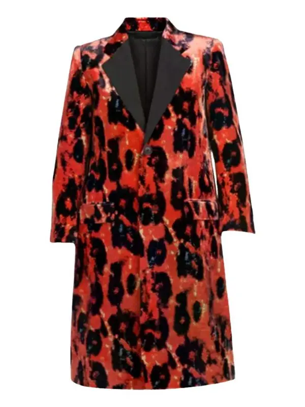 R13 Leopard Print Single-breasted Coat - Red