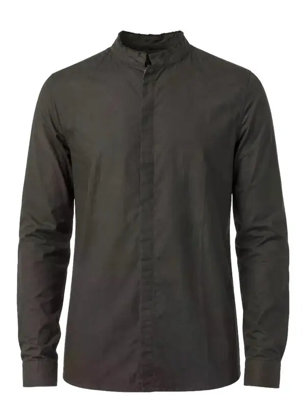 THOM KROM Raw-edge Band-collar Shirt - Grey