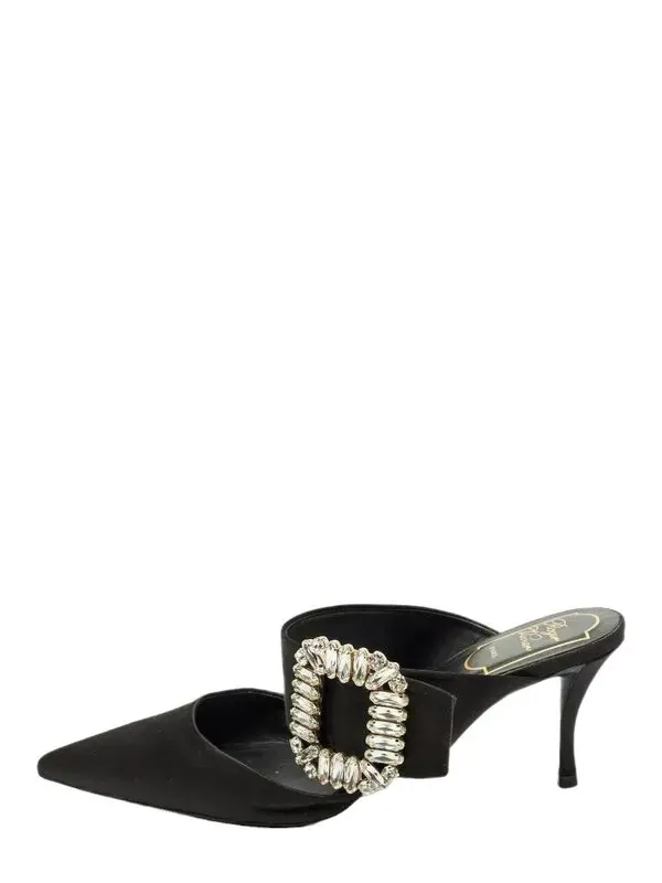 ROGER VIVIER Crystal-buckle Mules - Black