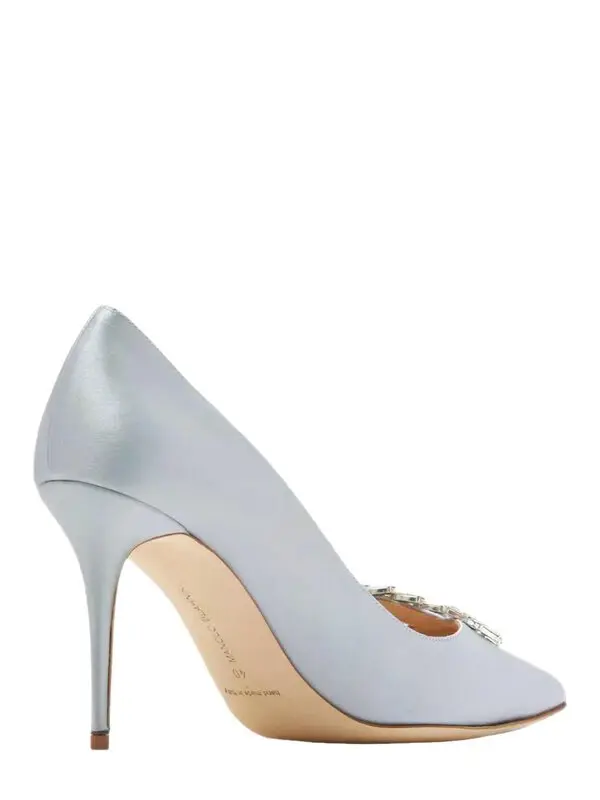 Manolo Blahnik Nadira Crystal-embellished Satin Pumps - Blue