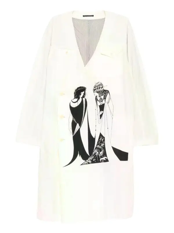 Yohji Yamamoto Graphic-printed Coat - Neutrals