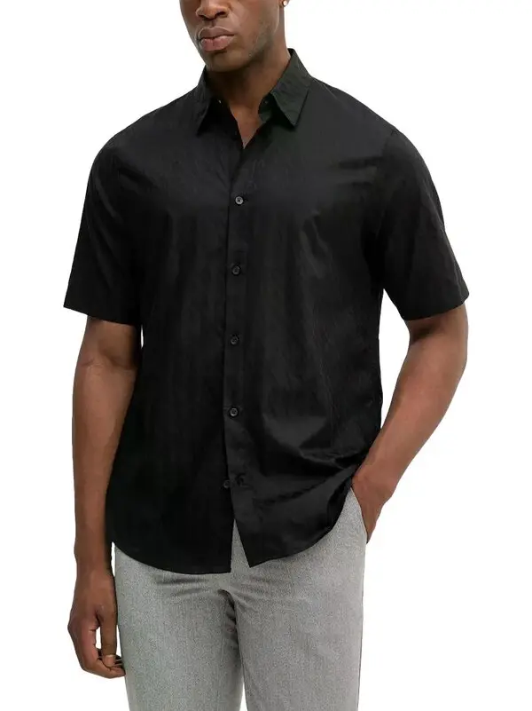 Armani Exchange Logo-jacquard Short-sleeve Shirt - Black