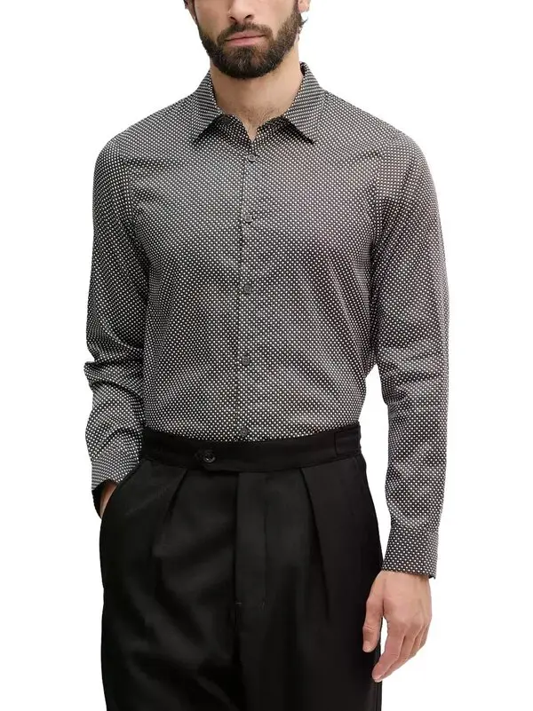 Armani Exchange Geometric-print Long-sleeve Shirt - Grey