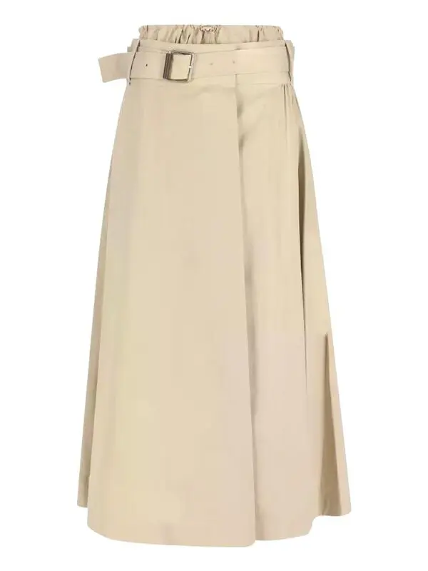 Loewe Belted Pleated Midi Skirt - Neutrals