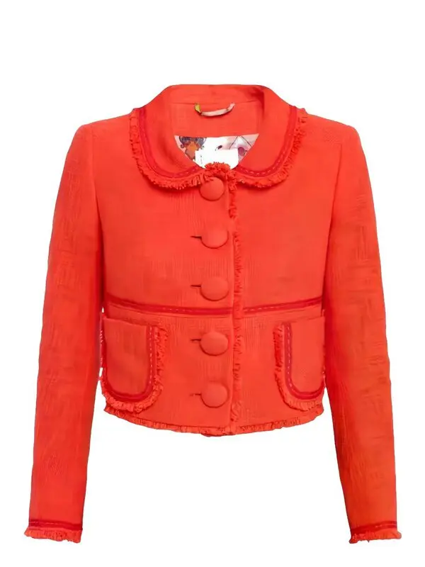 MAISON COMMON Bouclé Tweed Jacket With Fringe - Red